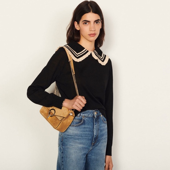 Sandro | Sweaters | Sandro Womens Ruffled Collar Sweater | Poshmark